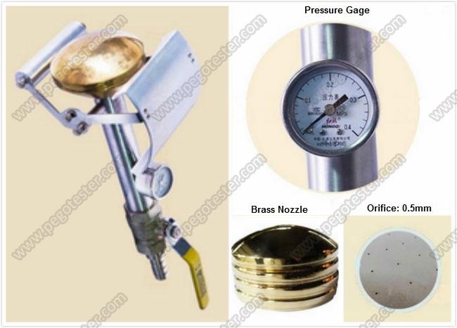 Handle Held IP Testing Equipment Spray Nozzles 0-0.25 Mpa Pressure Gauge