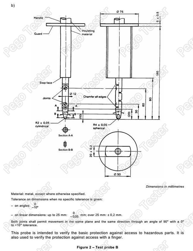 Test Probe B Jointed Test Finger Ip Ingress Protection IEC60335-1 ...