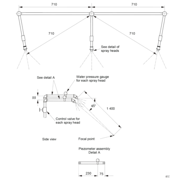 UL Environment Test Equipment Water Spray Head Piping Test With 3 Spray ...