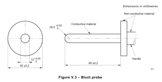 80mm Blunt Probe As Per IEC 60950 IEC 60065 IEC 62368-1 For Testing TNT ...