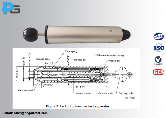 IEC62262 0.14J IK01 Single Operated Spring Hammer